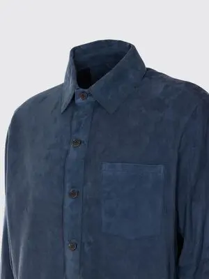 ARMA Suede Leather Shirt With French Collar And Patch Pockets