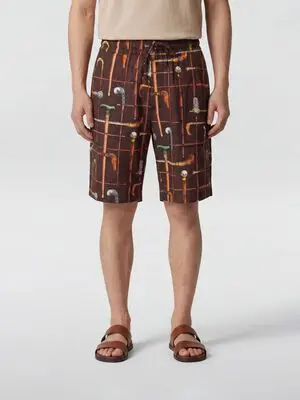 Drole De Monsieur Graphic Print Viscose Shorts - Brown