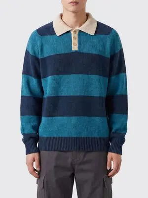 Howlin' Striped Long-sleeved Knit Polo In Lambswool And Cotton