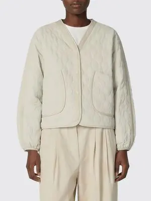 SAVE THE DUCK Short Quilted Jacket In Recycled Polyester With V-neck - Beige