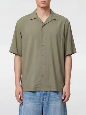 FAMILY FIRST Cuban Collar Short-sleeved Bowling Shirt In Modal Blend - Green