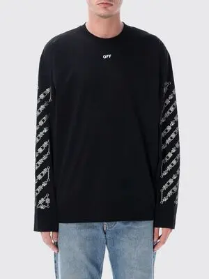 Off-White Long-sleeved Cotton T-shirt With Arrow And Diagonal Print