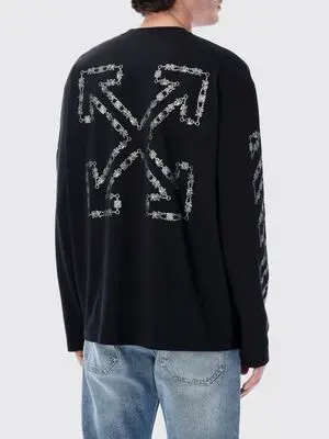 Off-White Long-sleeved Cotton T-shirt With Arrow And Diagonal Print