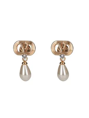 Valentino Garavani Vlogo Signature Drop Earrings With Pearl