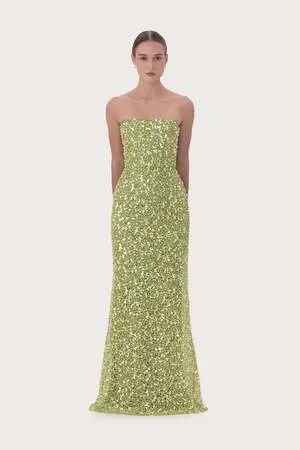 SAU LEE Courtney Sequined And Beaded Strapless Gown