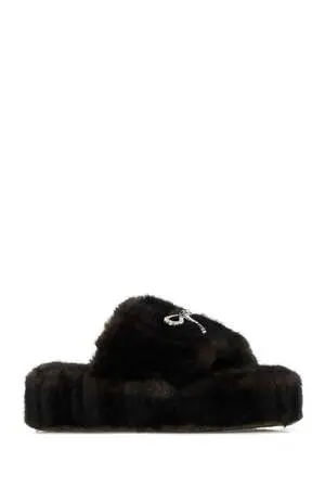 Balenciaga Dark Eco Fur Slippers