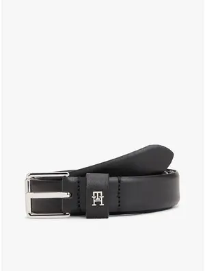 Tommy Hilfiger Slim Leather Belt With Square Buckle - Black
