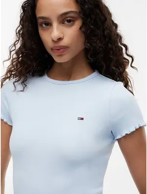Tommy Hilfiger Ribbed Lettuce-trim T-shirt
