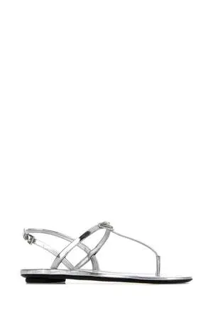 Prada Leather Thong Sandals - Silver