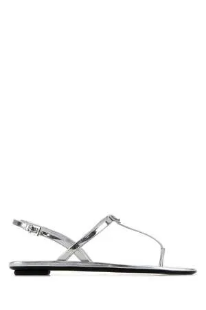 Prada Leather Thong Sandals - Silver