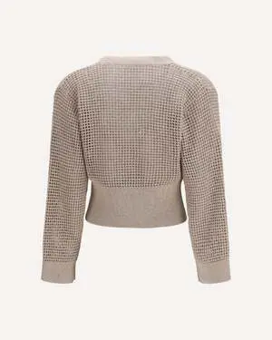 Brunello Cucinelli Sequined Mesh Cardigan - Beige