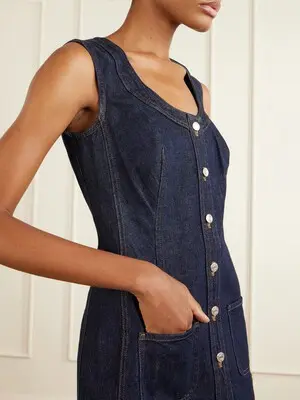 FRAME Paneled Recycled Denim Mini Dress - Blue