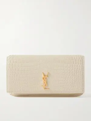 Saint Laurent Cassandre Croc-effect Leather Phone Case