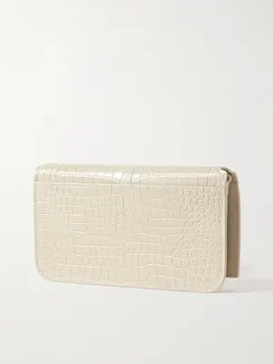 Saint Laurent Cassandre Croc-effect Leather Phone Case