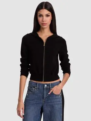 Alice + Olivia Dollie Cashmere Zip-up Hoodie - Black