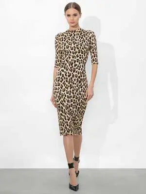 Alice + Olivia Delora Midi Dress - Textured Leopard