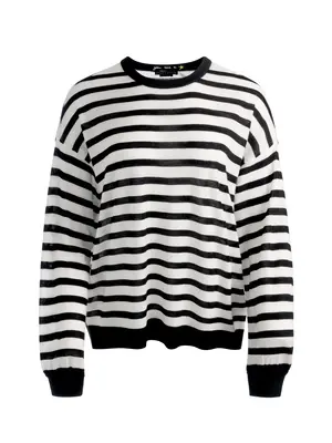 Alice + Olivia Mitchell Striped Merino Wool Pullover - Soft White/black