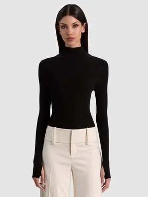 Alice + Olivia Roberta Ribbed Turtleneck - Black