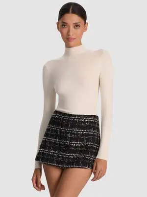 Alice + Olivia Alice + Olivia Roberta Ribbed Turtleneck Ecru