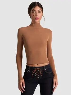 Alice + Olivia Roberta Ribbed Turtleneck - Praline