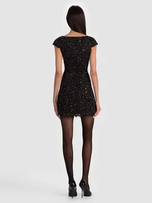 Alice + Olivia Eve Embellished Lace Mini Dress