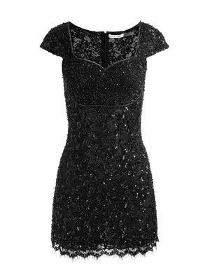 Alice + Olivia Eve Embellished Lace Mini Dress