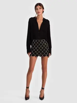 Alice + Olivia Rubi Embellished Mini Skirt - Black/silver