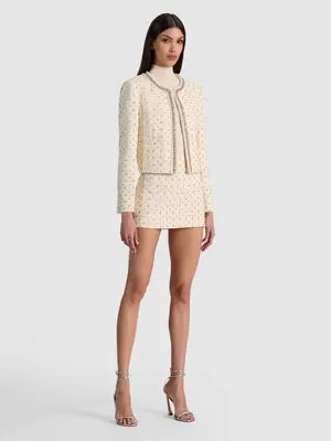 Alice + Olivia Rubi Embellished Mini Skirt - Vanilla