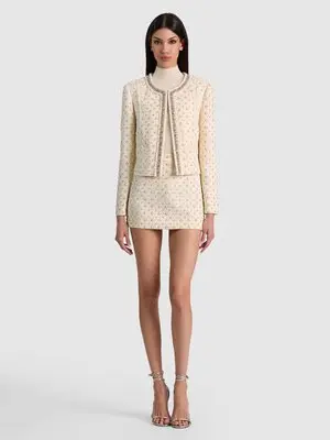 Alice + Olivia Rubi Embellished Mini Skirt - Vanilla