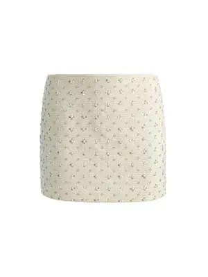 Alice + Olivia Rubi Embellished Mini Skirt - Vanilla