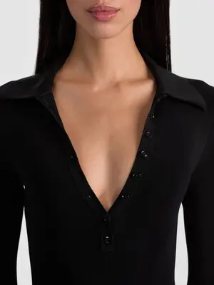 Alice + Olivia Keenan Long Sleeve Polo Bodysuit