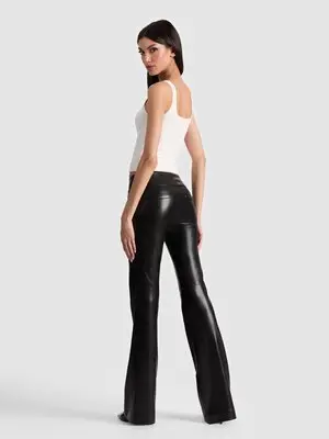 Alice + Olivia Vegan Leather Bootcut Pants - Black