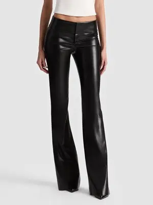 Alice + Olivia Vegan Leather Bootcut Pants - Black