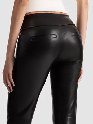 Alice + Olivia Vegan Leather Bootcut Pants - Black