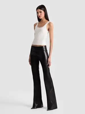 Alice + Olivia Vegan Leather Bootcut Pants - Black