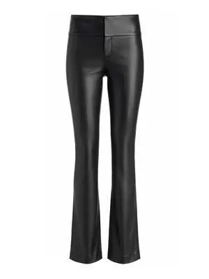 Alice + Olivia Vegan Leather Bootcut Pants - Black