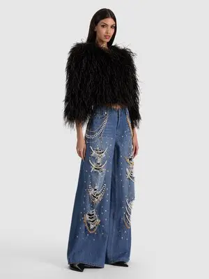 Alice + Olivia Kidman Feathered Jacket - Black