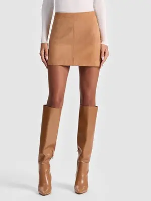 Alice + Olivia Riley Suede Mini Skirt - Praline