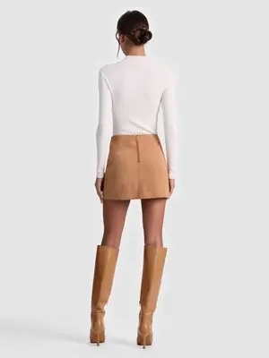 Alice + Olivia Riley Suede Mini Skirt - Praline