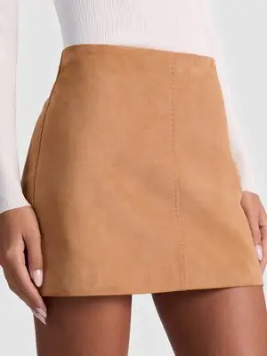 Alice + Olivia Riley Suede Mini Skirt - Praline