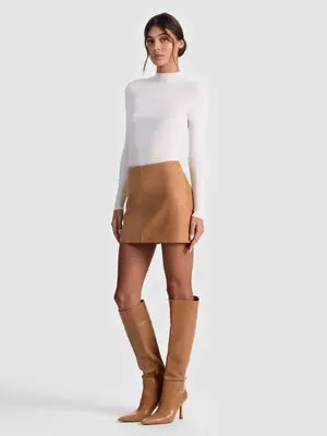 Alice + Olivia Riley Suede Mini Skirt - Praline