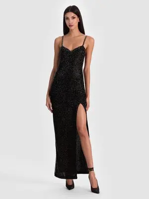 Alice + Olivia Nina Embellished Maxi Dress - Black