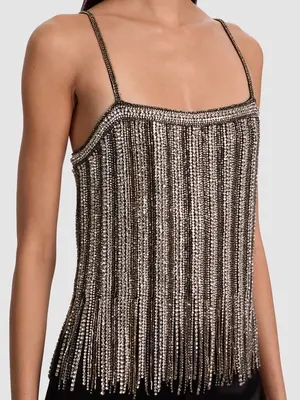 Alice + Olivia Embellished Fringe Tank