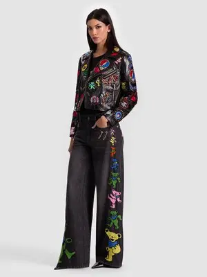 Alice + Olivia X Grateful Dead Cody Vegan Moto Jacket
