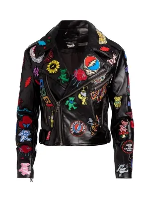 Alice + Olivia X Grateful Dead Cody Vegan Moto Jacket