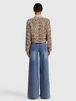 Alice + Olivia Kidman Embellished Cropped Jacket - Camel/multi