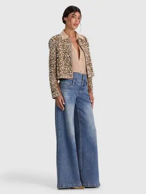 Alice + Olivia Kidman Embellished Cropped Jacket - Camel/multi