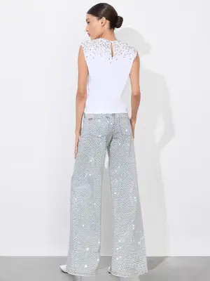 Alice + Olivia Embellished Graphic Muscle Tank