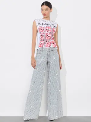Alice + Olivia Embellished Graphic Muscle Tank
