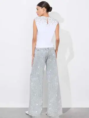 Alice + Olivia Embellished Rolling Stones Muscle Tank